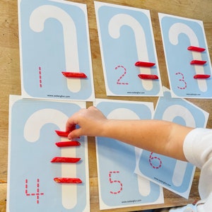 Winter Number Trace and Count Mats, Winter Math Mat, Counting Cards ...