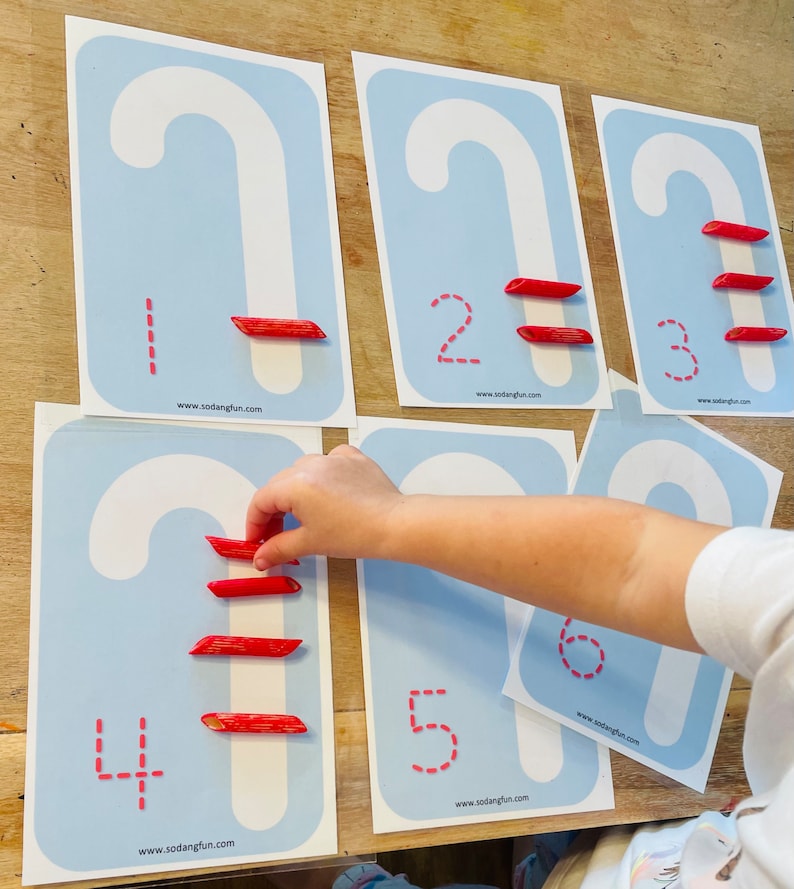 Winter Number Trace and Count Mats, Winter Math Mat, Counting Cards ...