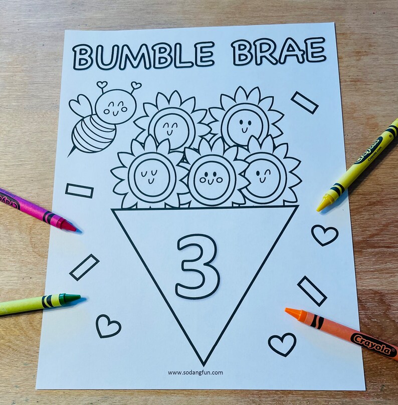 Bee Themed Birthday Coloring Pages for Kids Set of 5 - Etsy