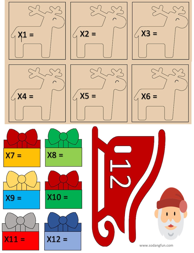 Christmas Math Activity Multiplication Craft Printable | Etsy