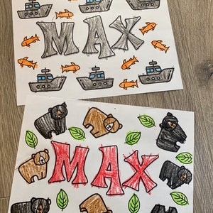 Personalized Coloring Pages, Name Doodle Coloring, Set of 8 (baseball ...