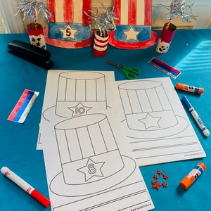 Uncle Sam Hat Craft, Patriotic Paper Hat, Americana Hat Craft, Fourth ...