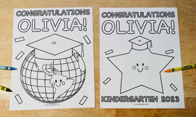 Personalized Graduation Coloring Pages for Kids, Graduation Party ...