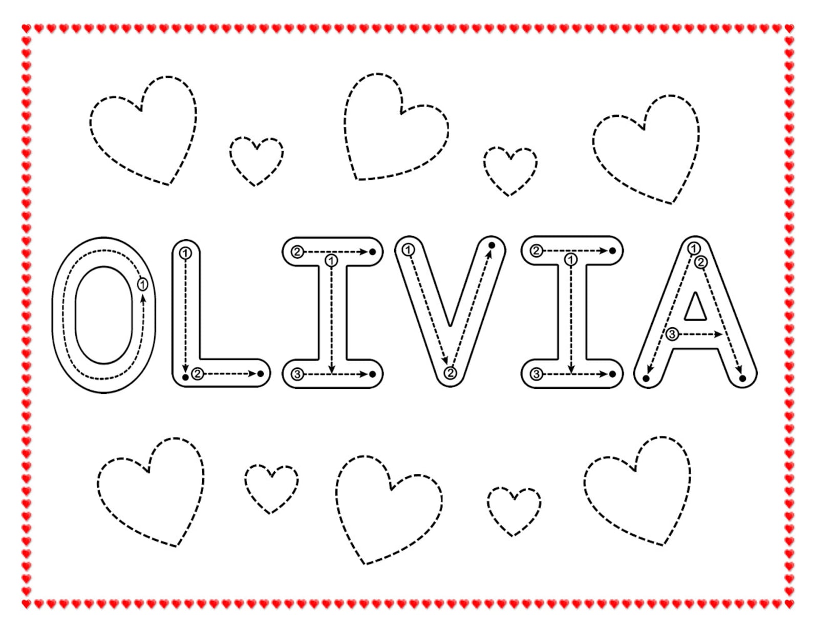 Personalized Name Tracing, Letter Formation, Heart Shape Tracing ...