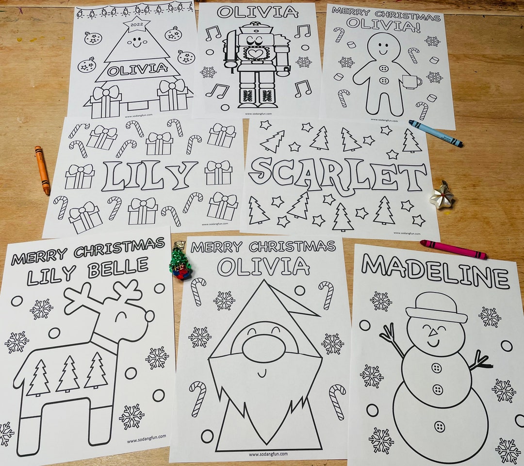 Personalized Christmas Coloring Pages, Printable Holiday Activity ...