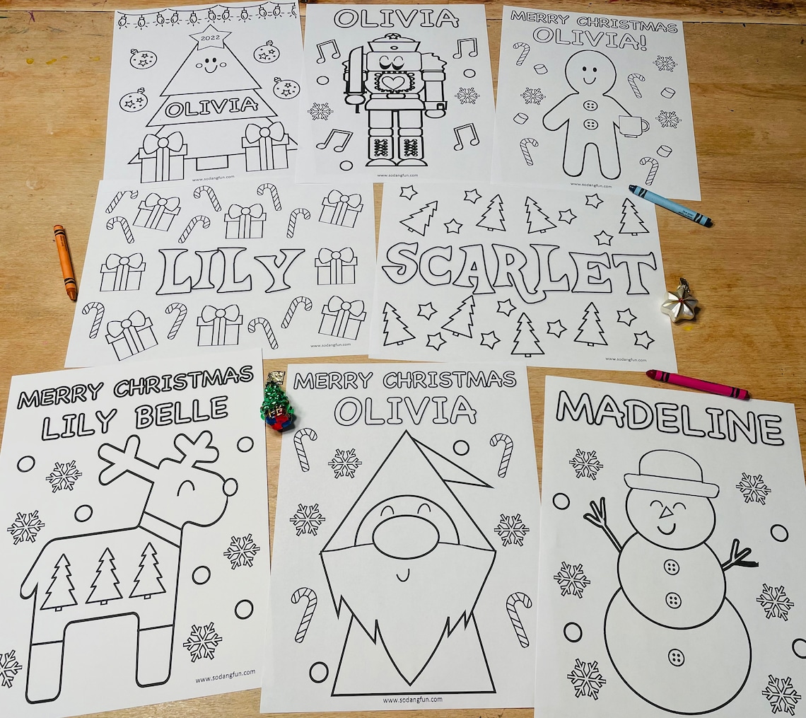 Personalized Christmas Coloring Pages Printable Holiday - Etsy