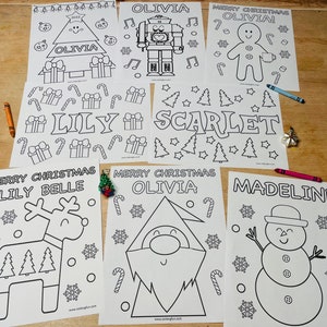 Personalized Christmas Coloring Pages, Printable Holiday Activity ...