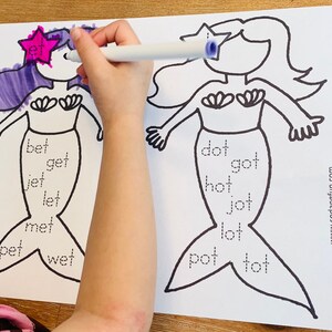 Word Families Mermaids Printable Activity, Kindergarten Worksheets ...