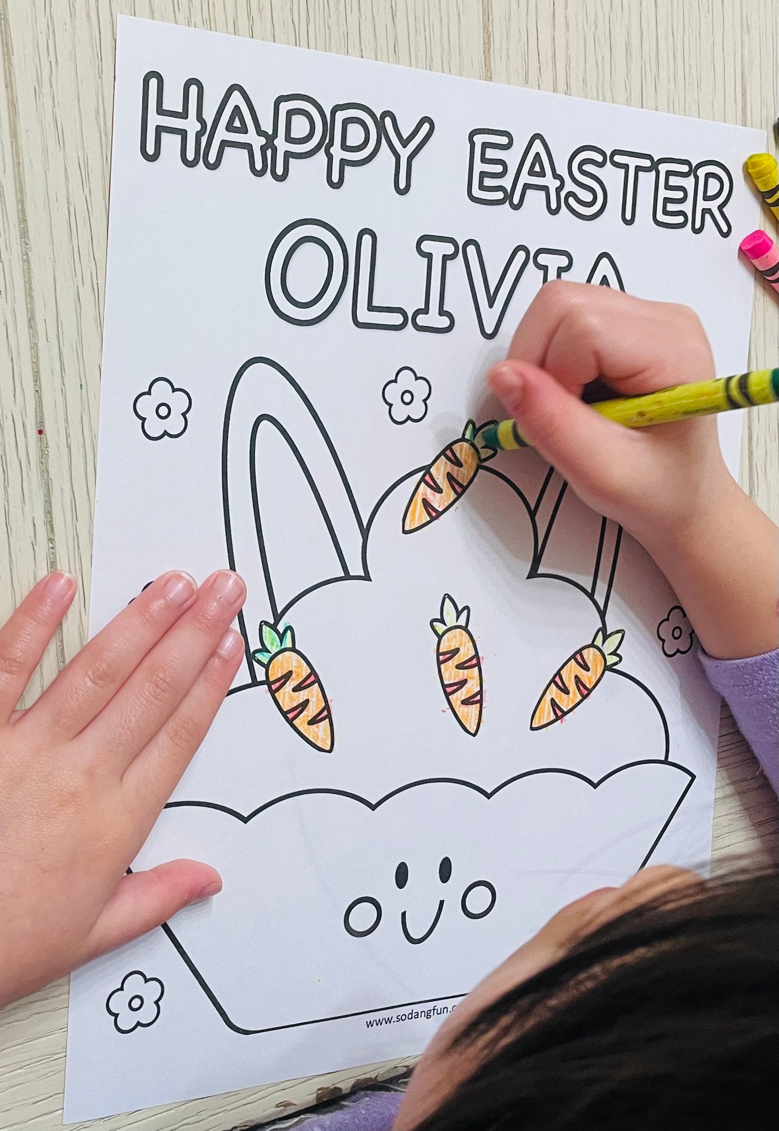 Personalized Easter Coloring Pages, Spring Activity for Kids, Printable ...