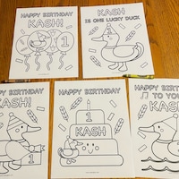 One Lucky Duck Coloring Pages, Printable, Customizable, Party Favors ...