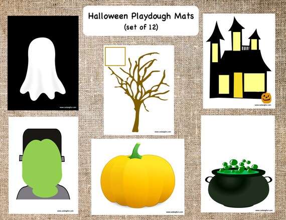 Halloween Playdough Mats Fall Play Dough Mats Back to School - Etsy