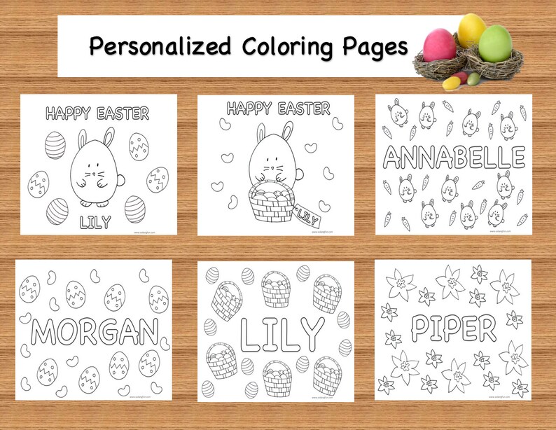 Personalized Easter Coloring Pages Spring Activity for Kids - Etsy
