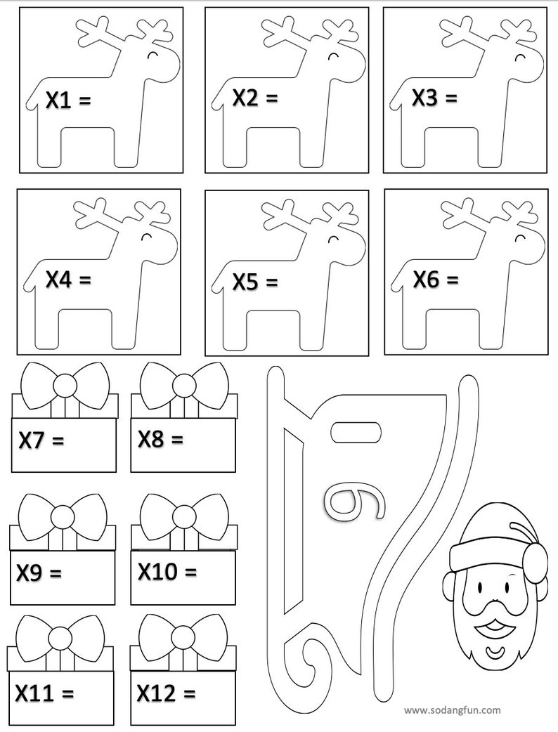 Christmas Math Activity Multiplication Craft Printable | Etsy
