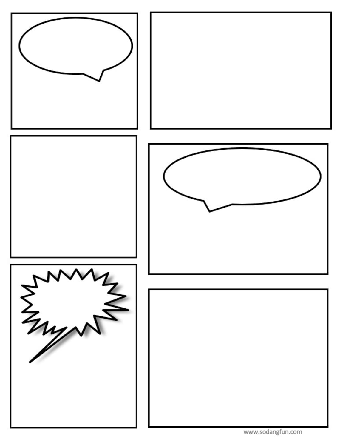 Printable Comic Book for Kids Full Page Comic Blanks Half - Etsy