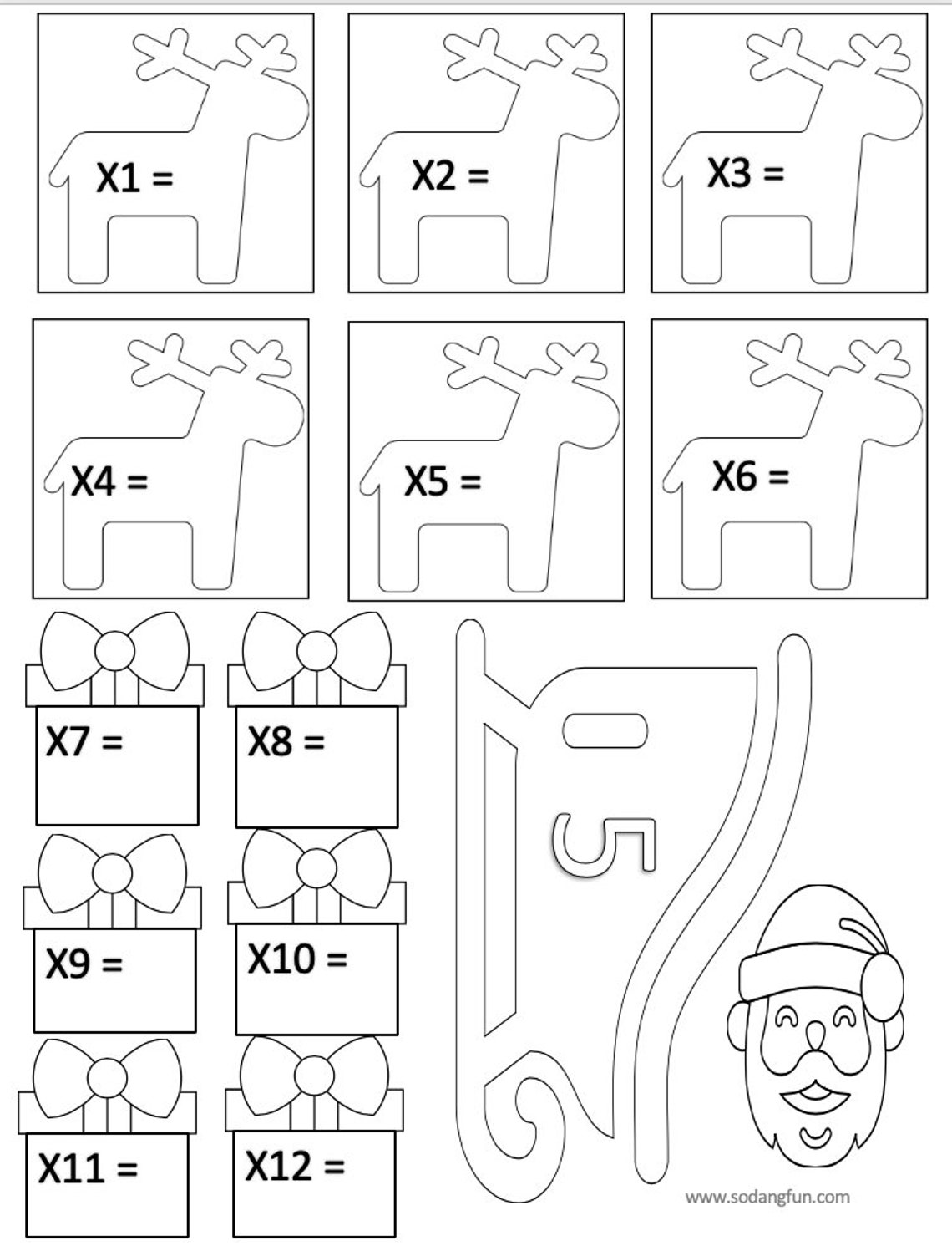 Christmas Math Activity Multiplication Craft Printable | Etsy