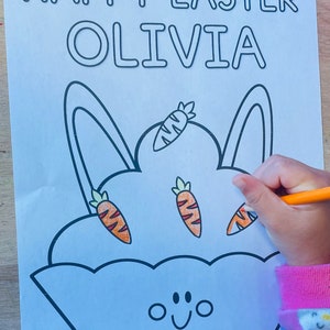 Personalized Easter Coloring Pages, Spring Activity for Kids, Printable ...