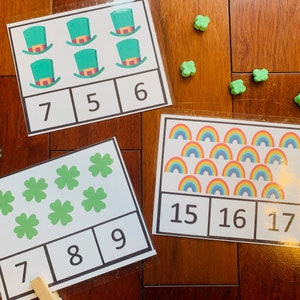 Saint Patrick's Day Counting Clip Cards 1 to 20 and I Spy (easy and ...