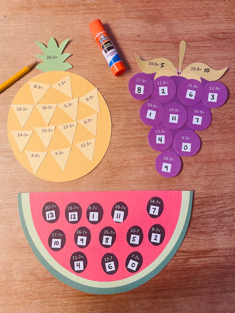 First Grade Math Craft Grade 1 Subtraction Worksheets Math | Etsy