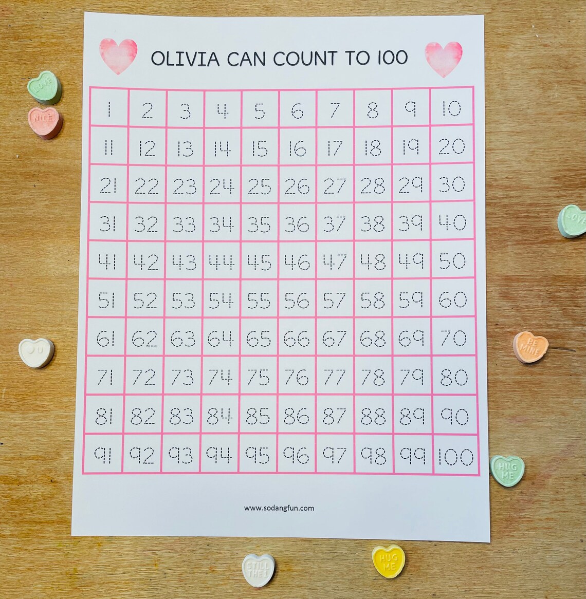 Personalized Hundreds Chart Trace and Count to 100 Trace and - Etsy