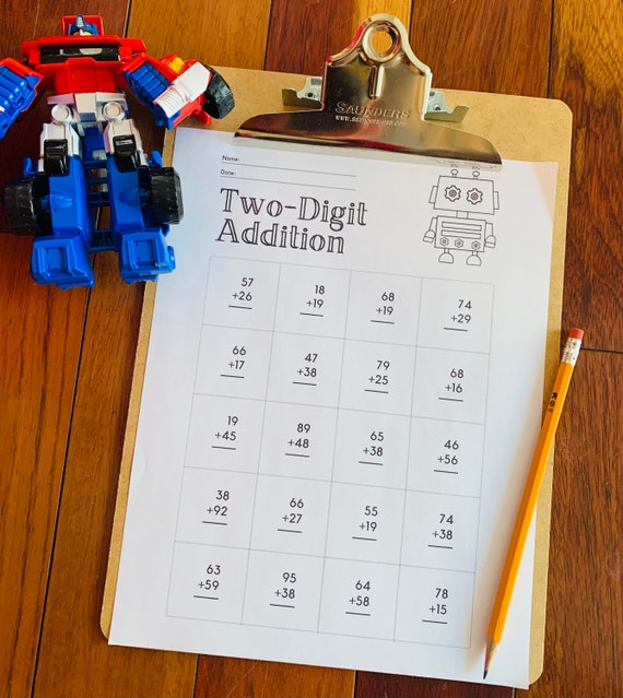Second Grade Math Worksheets Two Digit Addition Subtraction - Etsy