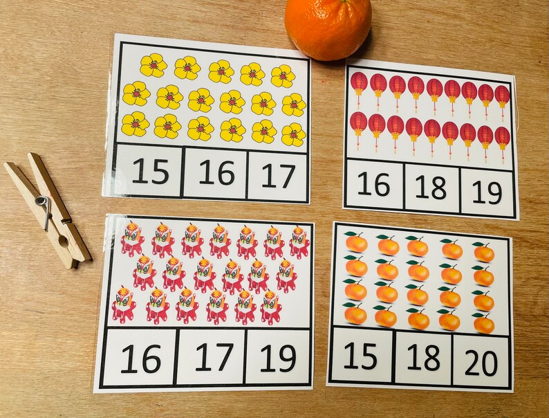 Lunar New Year I Spy and Count and Clip Cards 1-20, Year of the Dragon ...