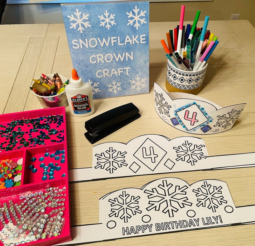 Snowflake Crown Set of Two With Activity Sign, Personalized With Name ...