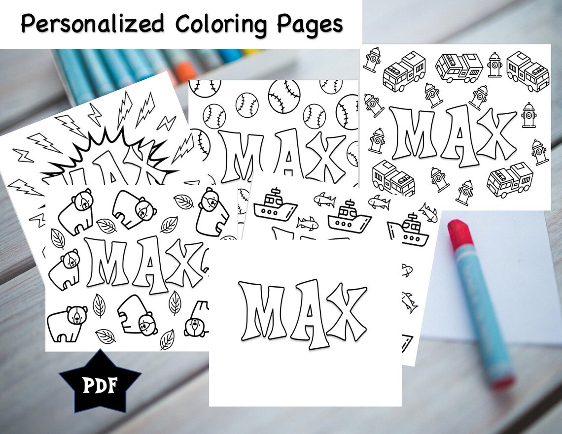 Personalized Coloring Pages Name Doodle Coloring Set of 8 - Etsy