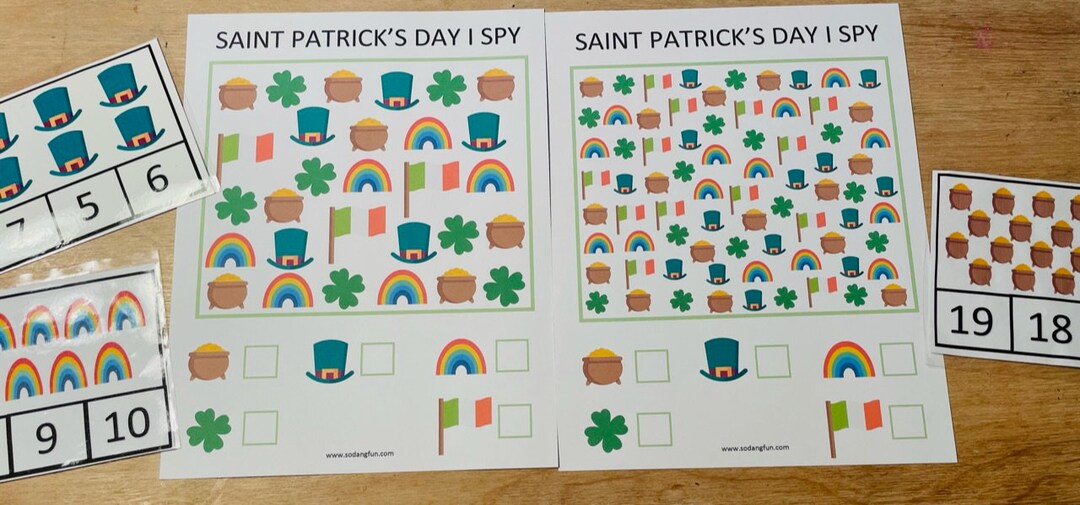 Saint Patrick's Day Counting Clip Cards 1 to 20 and I Spy (easy and ...
