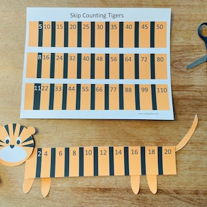 Skip Counting Tigers, Snakes, and Zebras, Math Craft, Multiplication ...