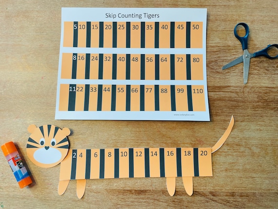 Skip Counting Tigers Snakes and Zebras Math Craft | Etsy