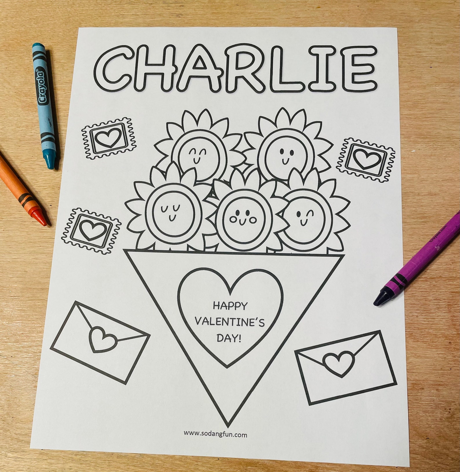 Personalized Valentine's Day Coloring Pages for Kids, Set of 5 ...
