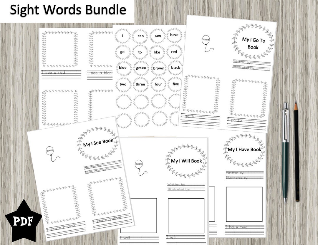 Sight Word Printable Reader Books Bundle (12 Pages-makes 6 Mini Books ...