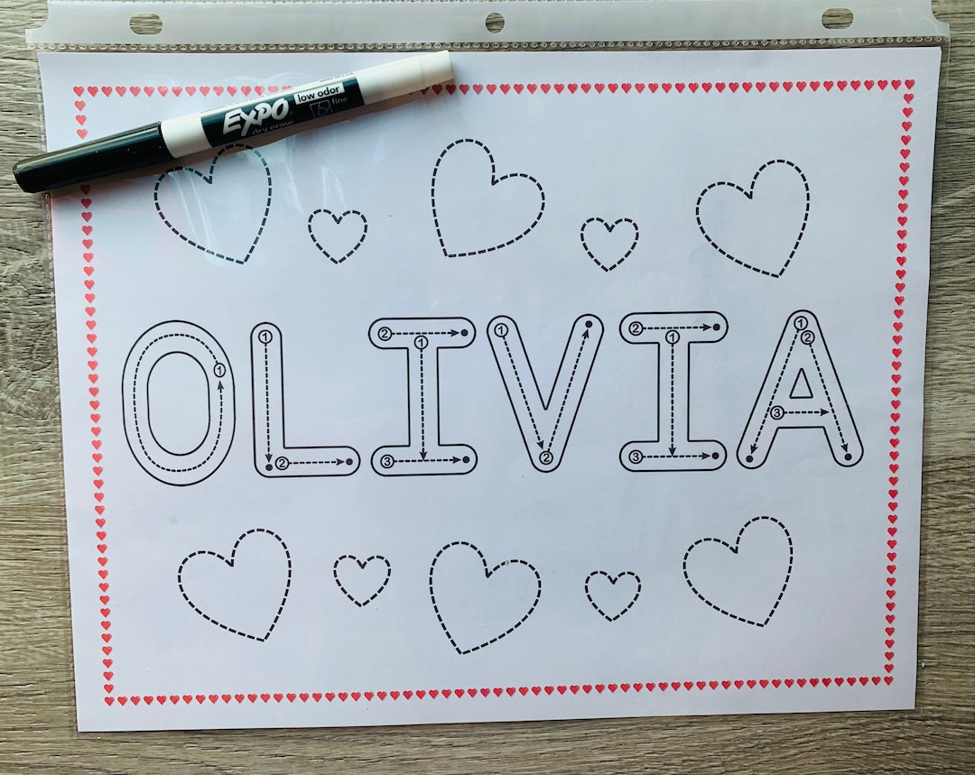 Personalized Name Tracing, Letter Formation, Heart Shape Tracing ...