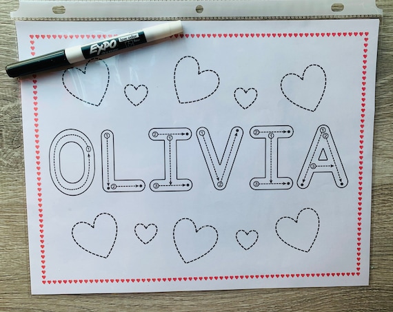 Personalized Name Tracing Letter Formation Heart Shape - Etsy
