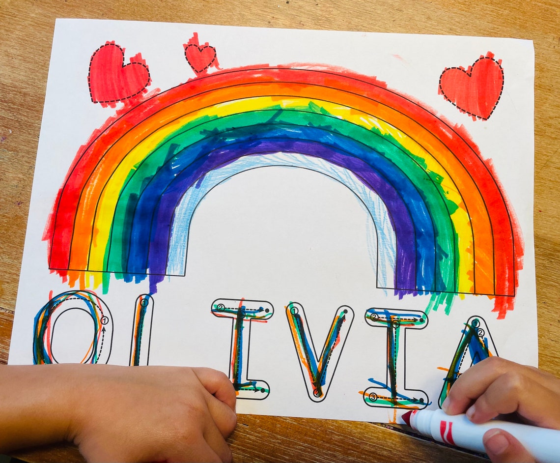 Rainbow Write Your Name Worksheets and Craft, Personalized Rainbow ...
