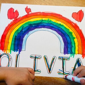 Rainbow Write Your Name Worksheets and Craft, Personalized Rainbow ...