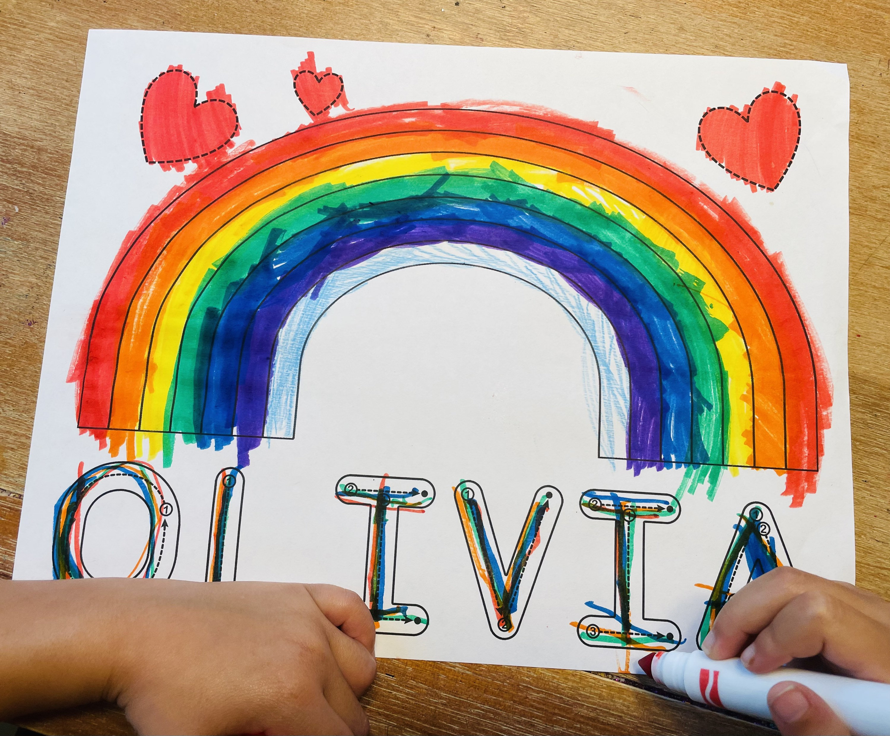 Rainbow Write Your Name Worksheets and Craft Personalized - Etsy