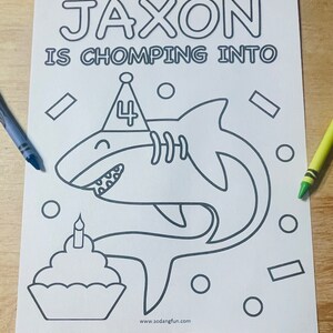Personalized Shark Birthday Coloring Pages for Kids, Set of 5, Shark ...