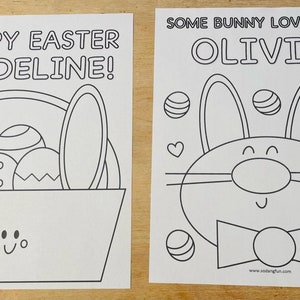 Personalized Easter Coloring Pages, Spring Activity for Kids, Printable ...