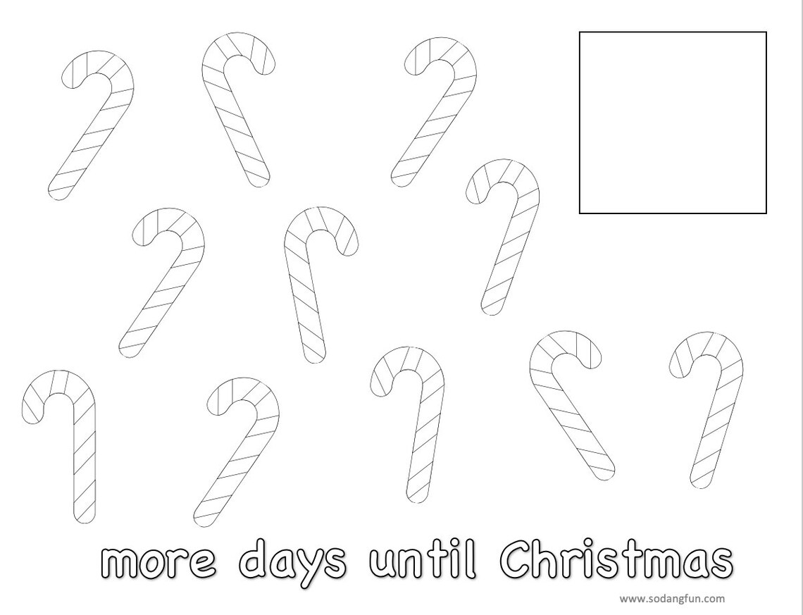 Christmas Countdown Coloring Pages Counting Mats Christmas | Etsy