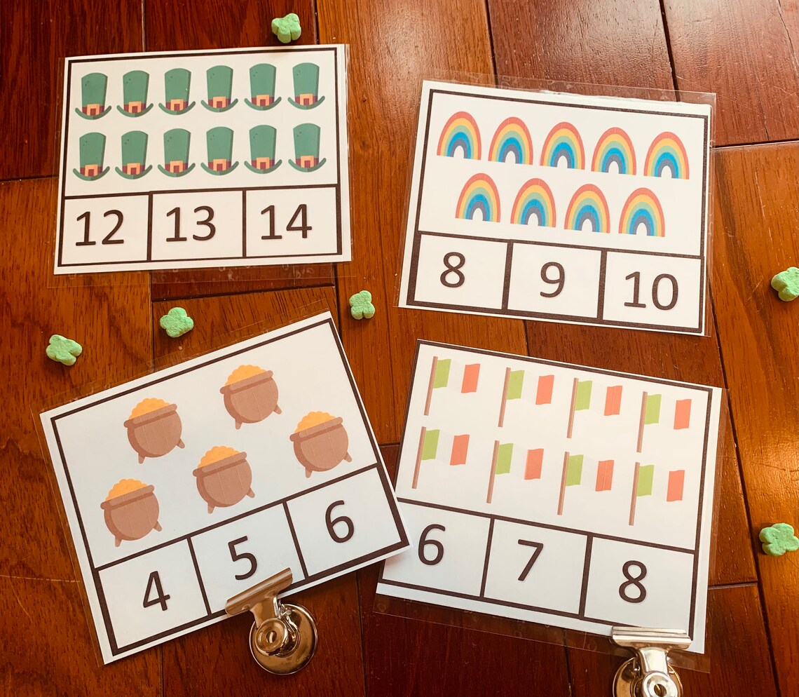 Saint Patrick's Day Counting Clip Cards 1-20 Toddler - Etsy