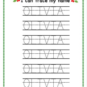 Personalized Christmas Tracing Worksheets, Name, Numbers, Shapes ...