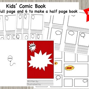 Printable Comic Book for Kids, Full Page Comic Blanks, Half Page Comic ...