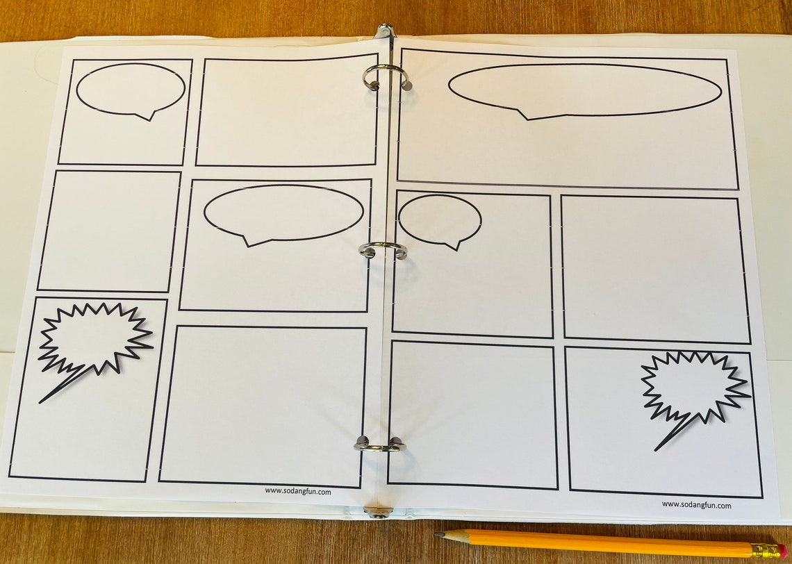 Printable Comic Book for Kids Full Page Comic Blanks Half - Etsy