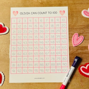 Personalized Hundreds Chart, Trace and Count to 100, Trace and Count to ...