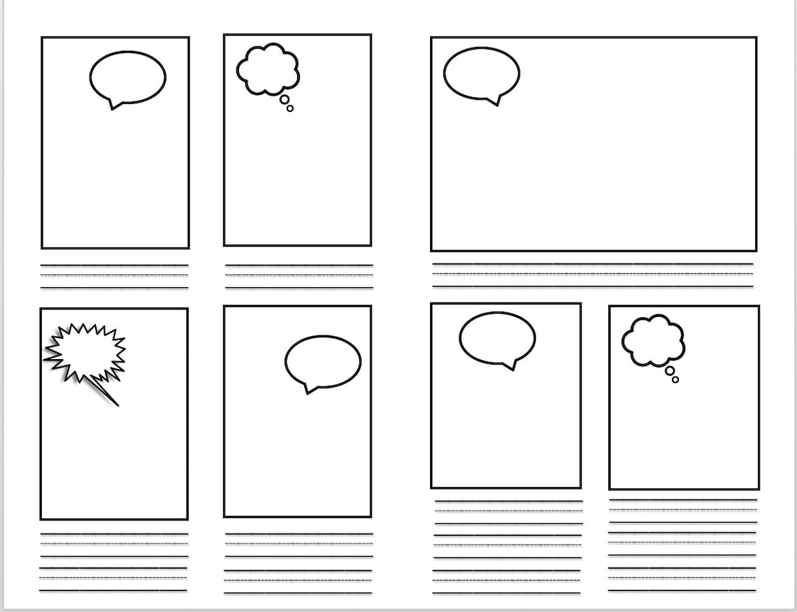 Printable Comic Book for Kids Full Page Comic Blanks Half - Etsy