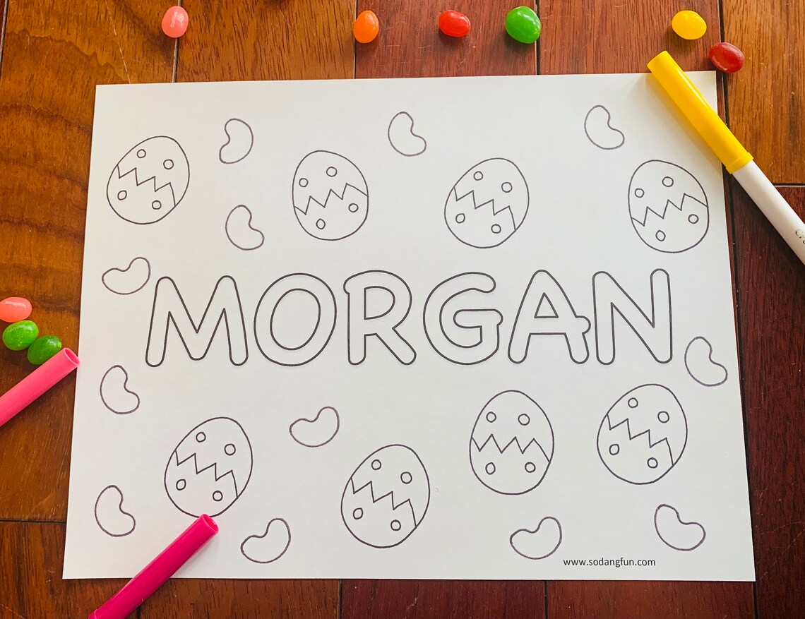 Personalized Easter Coloring Pages Spring Activity for Kids - Etsy