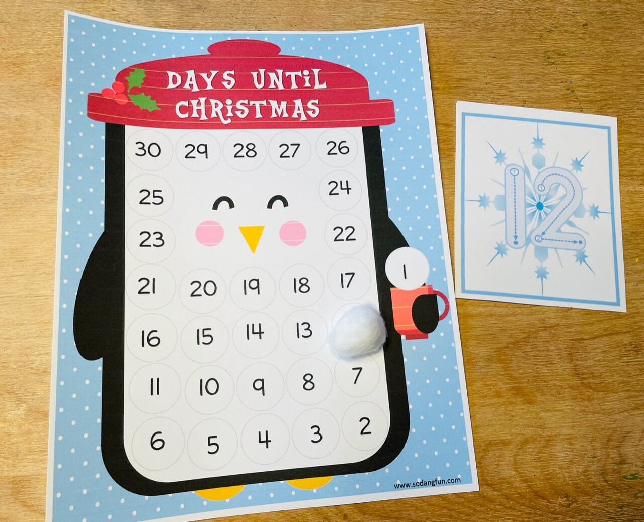 Christmas Countdown Calendar With Cotton Balls, Christmas Countdown ...