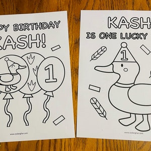 Mallard Duck Birthday Coloring Pages, Set of 5, Mallard Duck Birthday ...