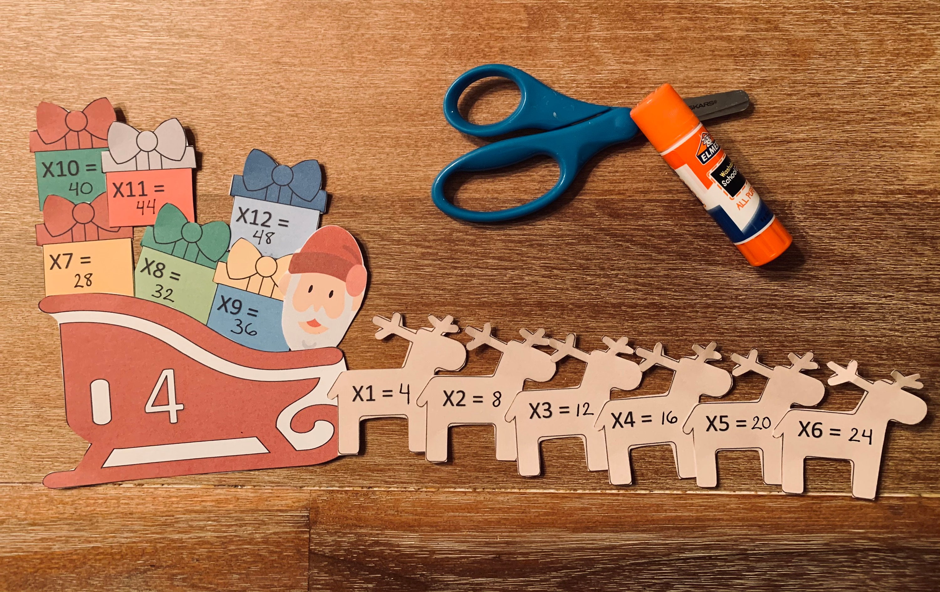 Christmas Math Activity Multiplication Craft Printable - Etsy